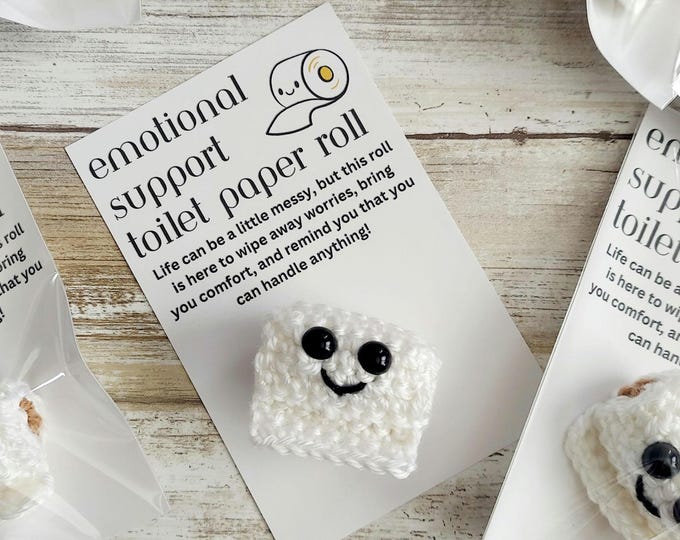 Emotional Support Toilet Paper Roll Crochet Amigurumi Pocket Hug Plush ...