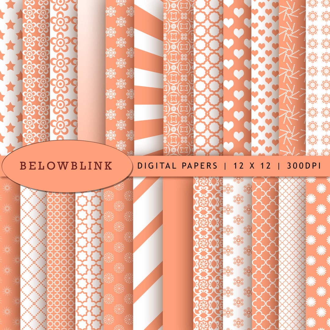 Light Salmon Digital Paper Pack, Scrapbook Papers, 24 Jpg Files 12 X 12 ...