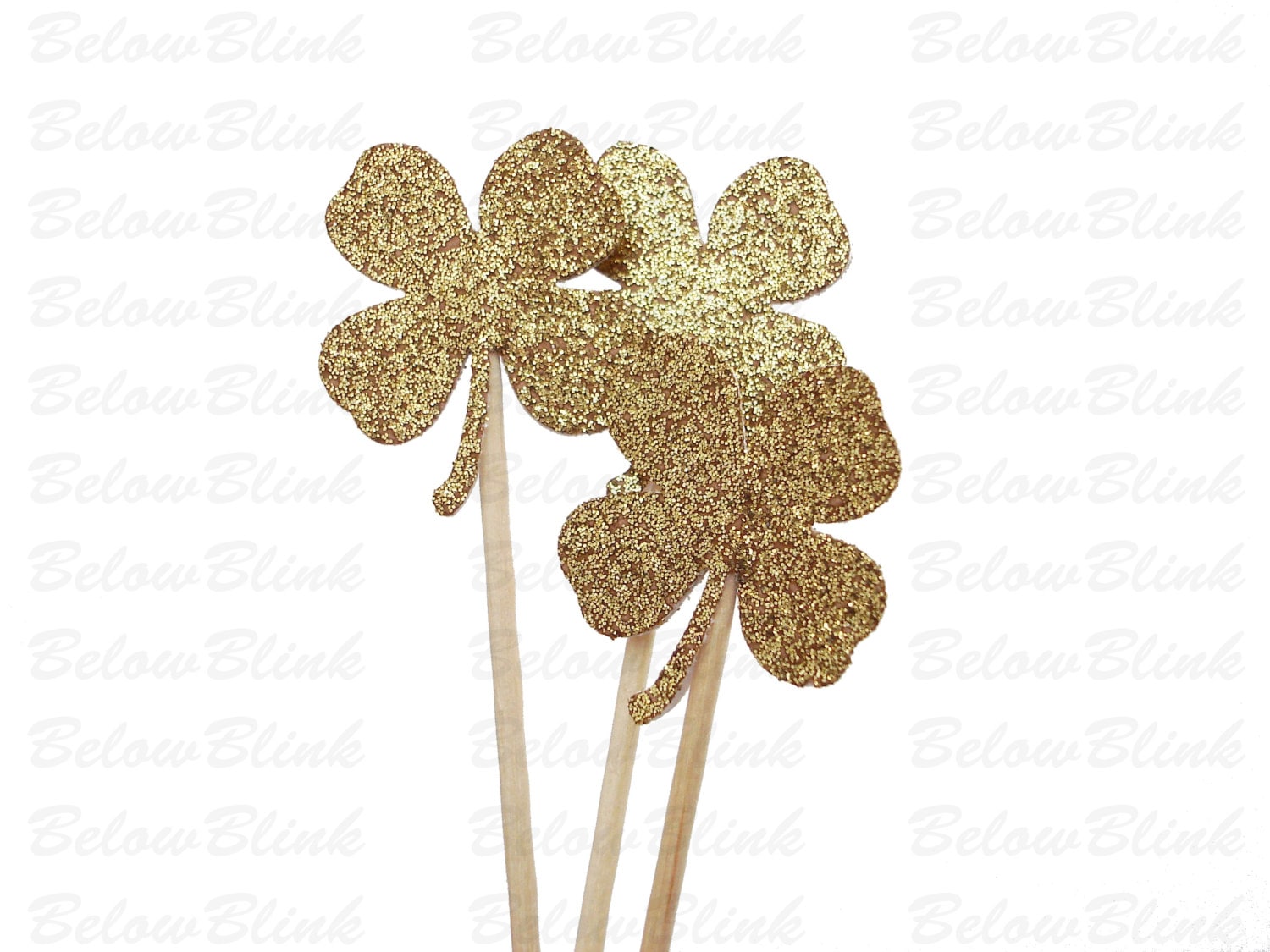 24 St. Patrick's Day Glitter Gold Shamrock Four-leaf - Etsy