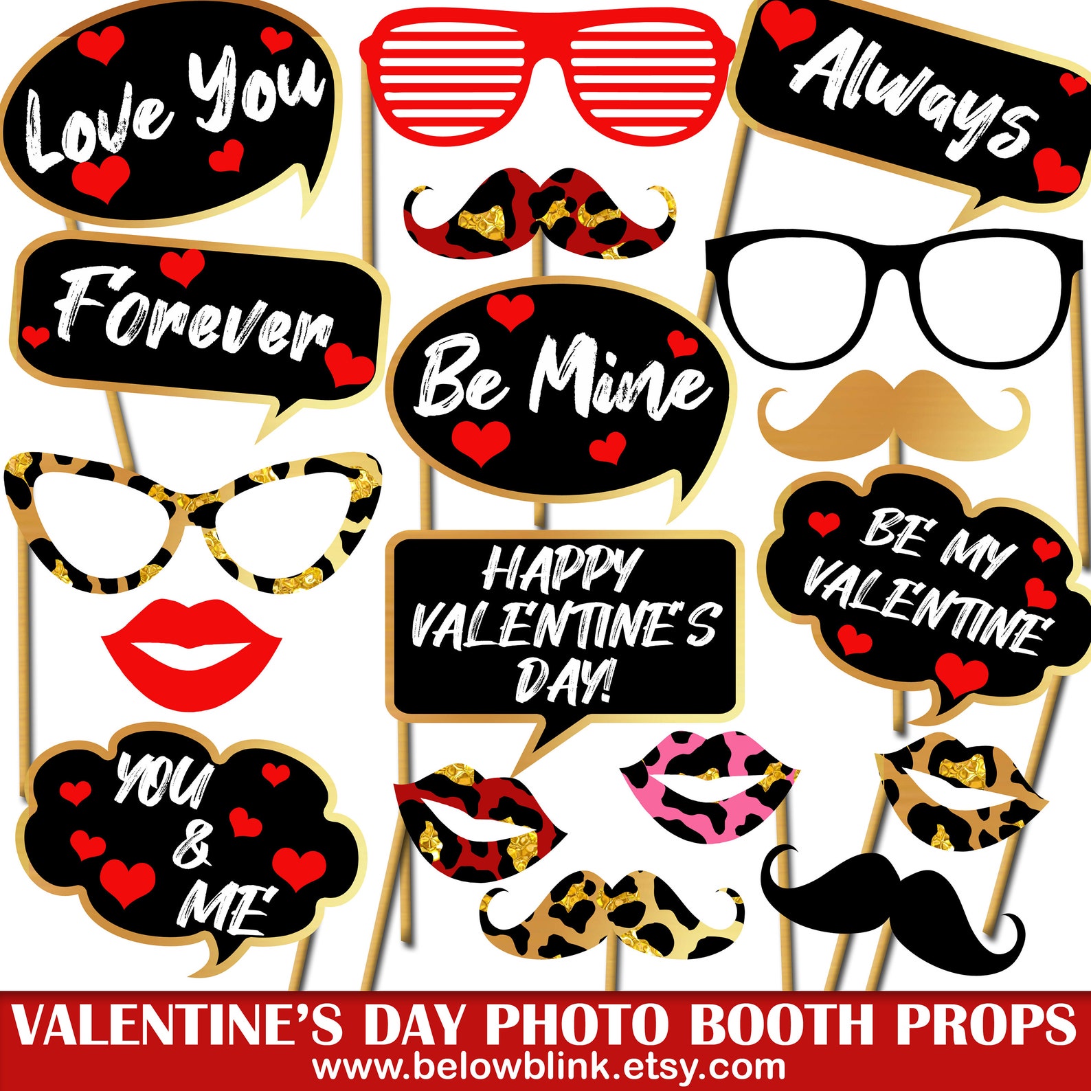 Valentine's Day Photo Props Printable Photo Booth | Etsy