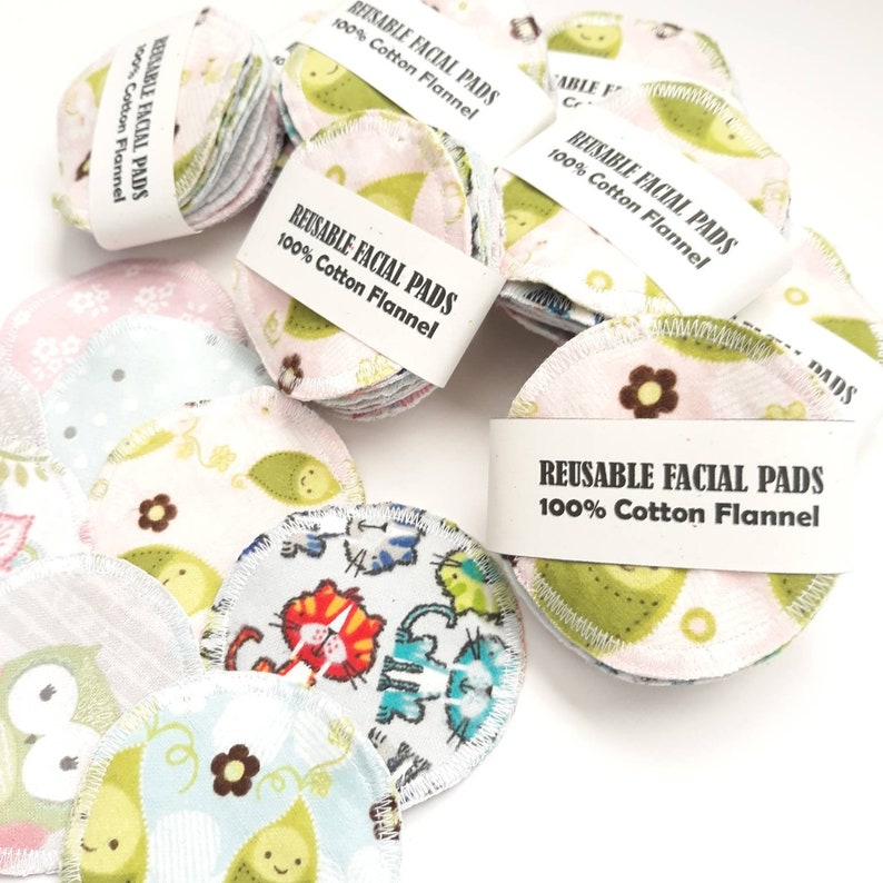 8 Reusable Facial Pads With Finger Pocket, 100% Cotton Flannel ...