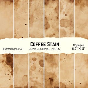 Coffee Stain Junk Journal Printable Pages, Coffee Stain Digital Paper ...