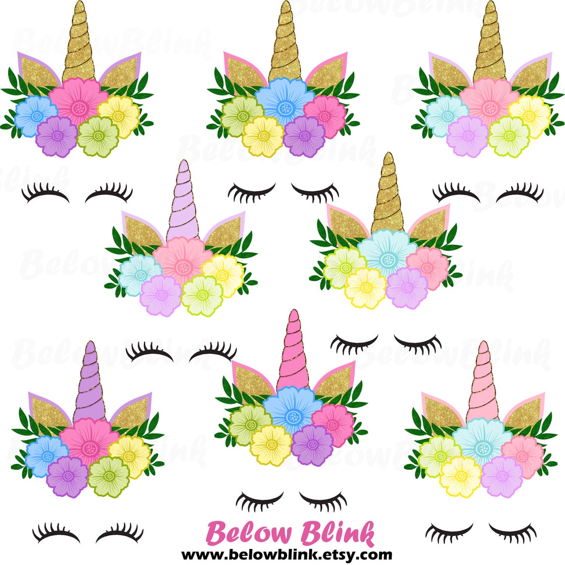 Unicorn Clipart Unicorn Face Clip Art Unicorn Scrapbook - Etsy