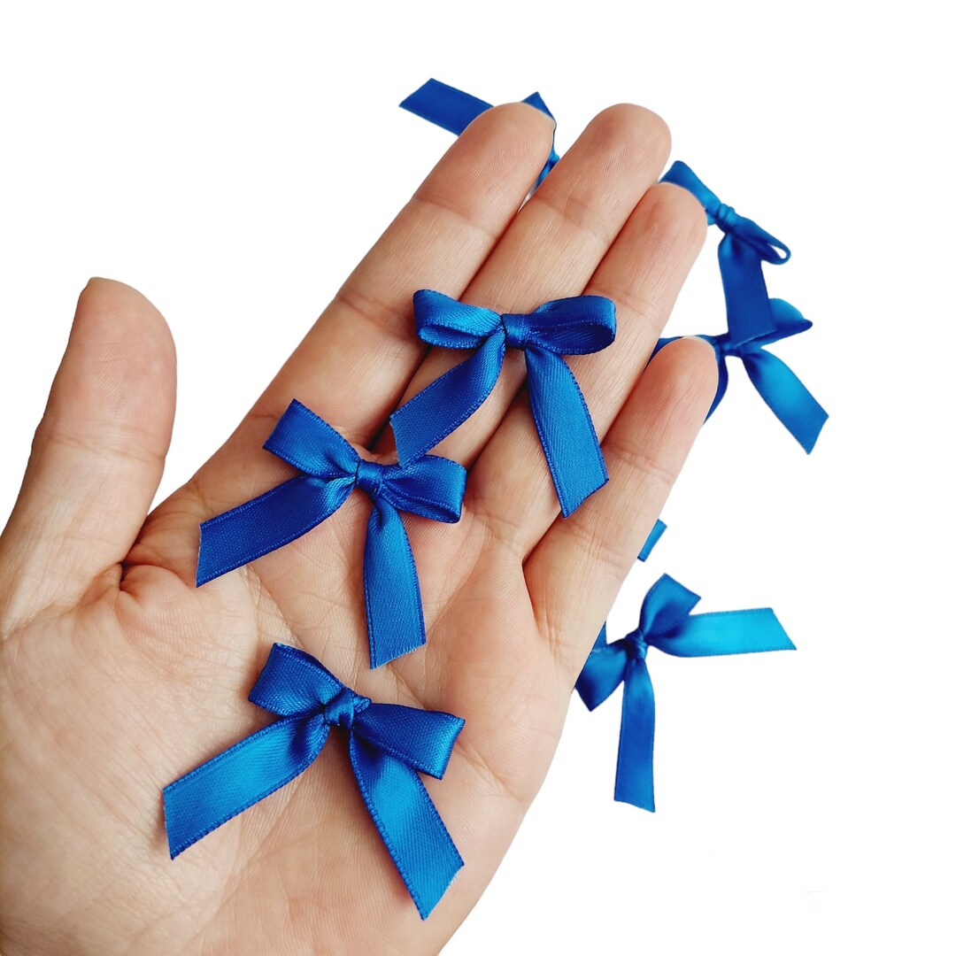 12 Pcs. Blue Satin Ribbon Bows Knot Craft Bows Party Decoration DIY Crafts for Sewing Appliques ...