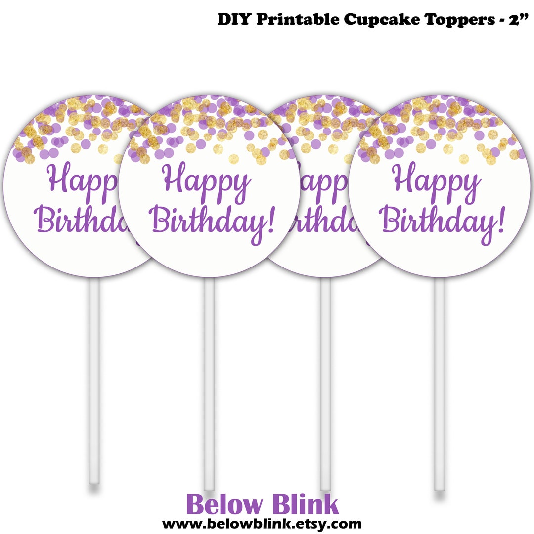 Happy Birthday Cupcake Toppers, Printable Party Circles, Favor Tags ...