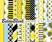Bumble Bee Digital Papers Scrapbook Papers Honeycomb - Etsy