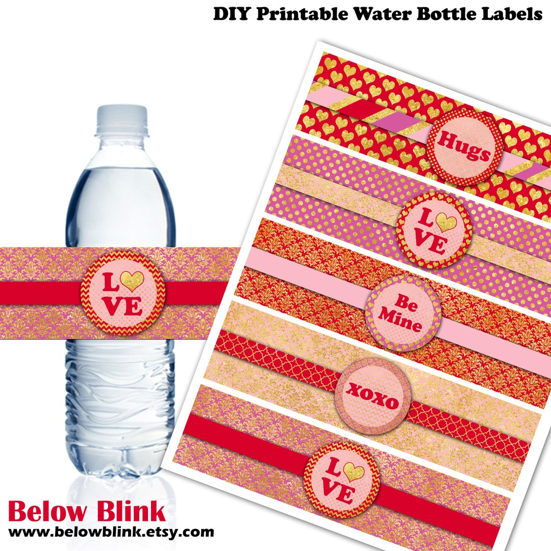 Valentine's Day Water Bottle Labels, Printable Be Mine Water Bottle ...