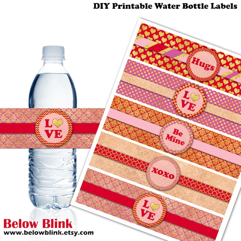 Valentine's Day Water Bottle Labels, Printable Be Mine Water Bottle ...