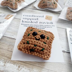 Emotional Support Toasted Ravioli Pocket Hug, Crochet Amigurumi Comfort ...
