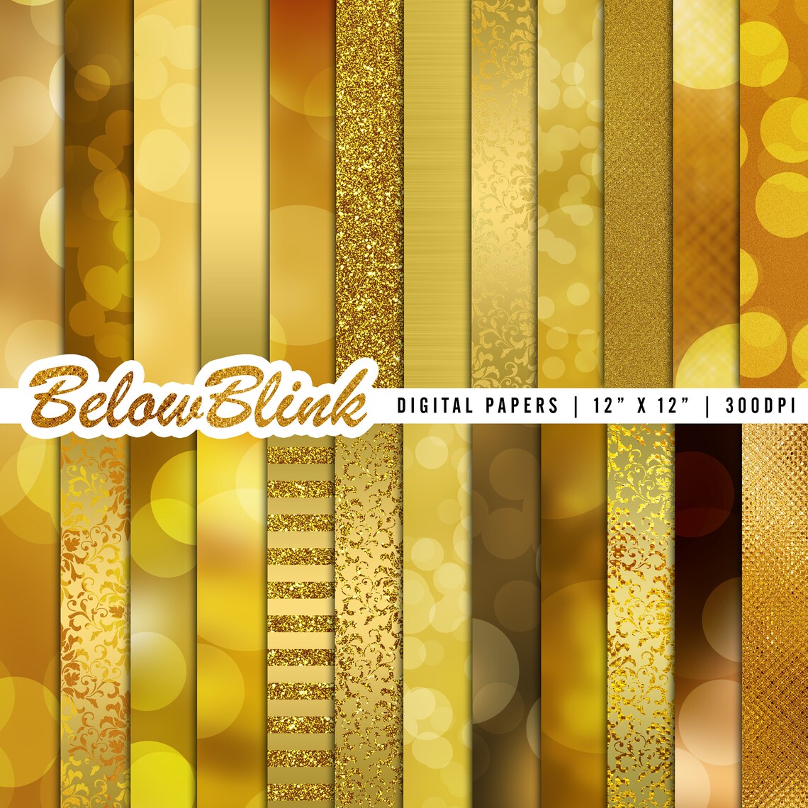 Gold Bokeh Digital Paper Gold Glitter Scrapbook Paper Gold | Etsy
