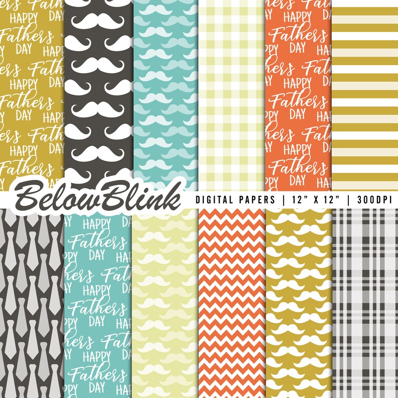Father's Day Digital Paper, Seamless Backgrounds, Scrapbook Paper ...