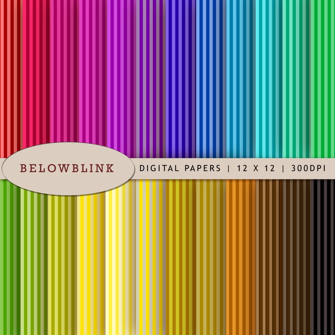 Colorful Stripes Digital Paper Pack, Scrapbook Papers, 24 Jpg Files 12 ...