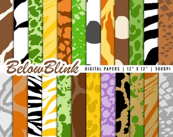 Safari Digital Paper Animal Print Scrapbook Papers - Etsy