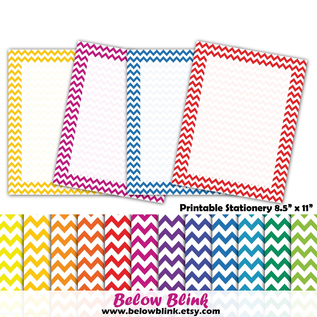 Primary Colors Chevron Stationery Writing Paper Printable Journal Pages ...
