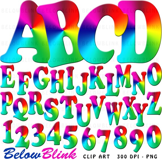 Rainbow Numbers and Uppercase Alphabet Clipart Clip Art Digital ...