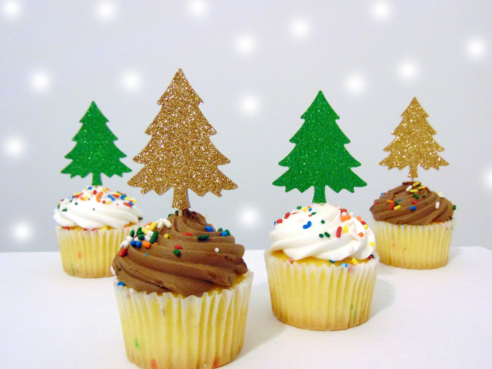 Christmas Tree Cupcake Toppers 12CT Holiday Decorations - Etsy
