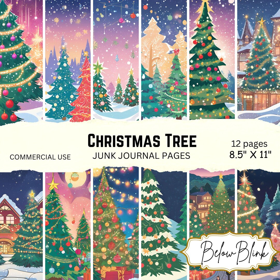 Christmas Tree Junk Journal Pages, Christmas Digital Paper Pack ...