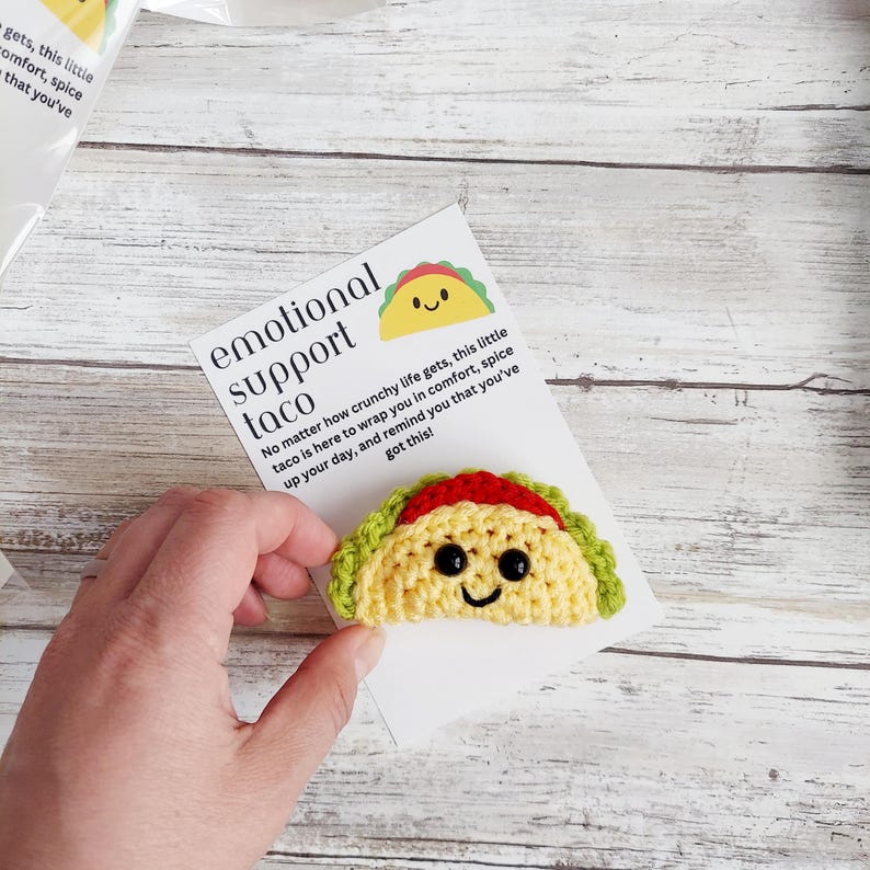 Emotional Support Taco Crochet Amigurumi, Pocket Hug Plush With ...