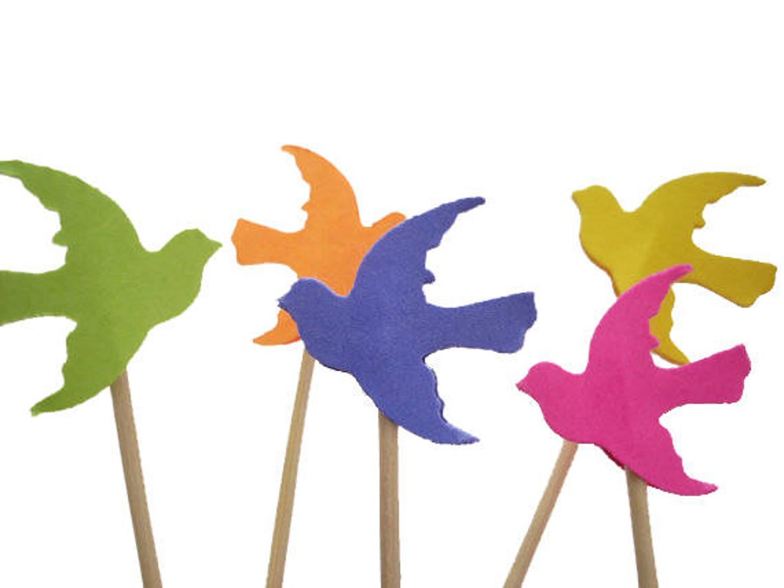 24 Bird Cupcake Toppers Dove Party Picks Bright Colors | Etsy
