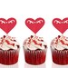 Red Heart Cupcake Toppers 12CT, Valentine's Day Decorations, Wedding ...