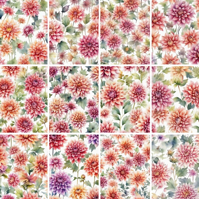 Dahlia Junk Journal Printable Pages, Floral Digital Paper Pack ...