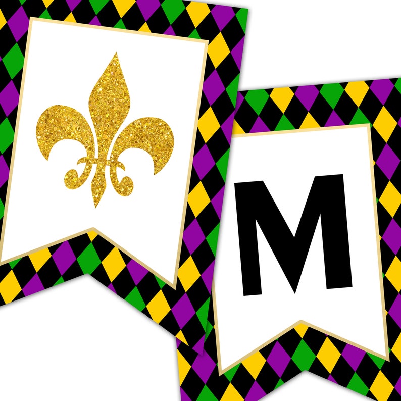Mardi Gras Banner, Digital Mardi Gras Printable Banner, Mardi Gras ...