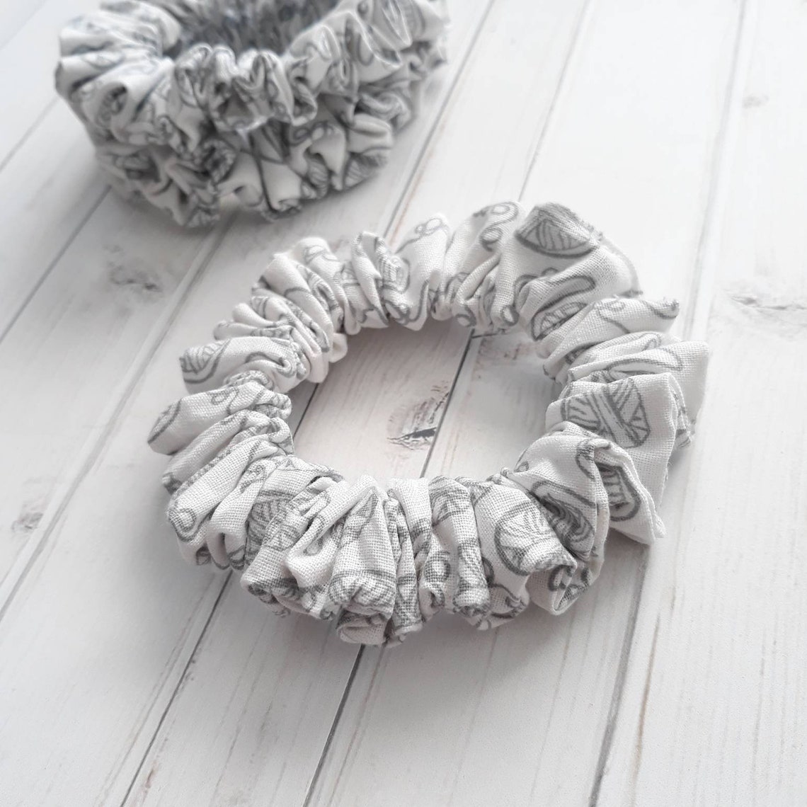 Cute Cats White Scrunchie, Ponytail Holder, Hair Elastic, Hair ...
