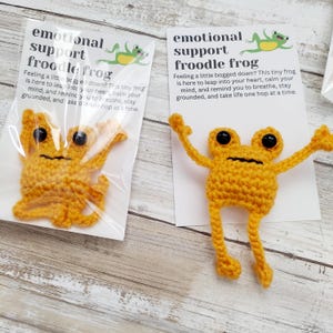 Emotional Support Crochet Frog Named Froodle, Pocket Hug Amigurumi ...