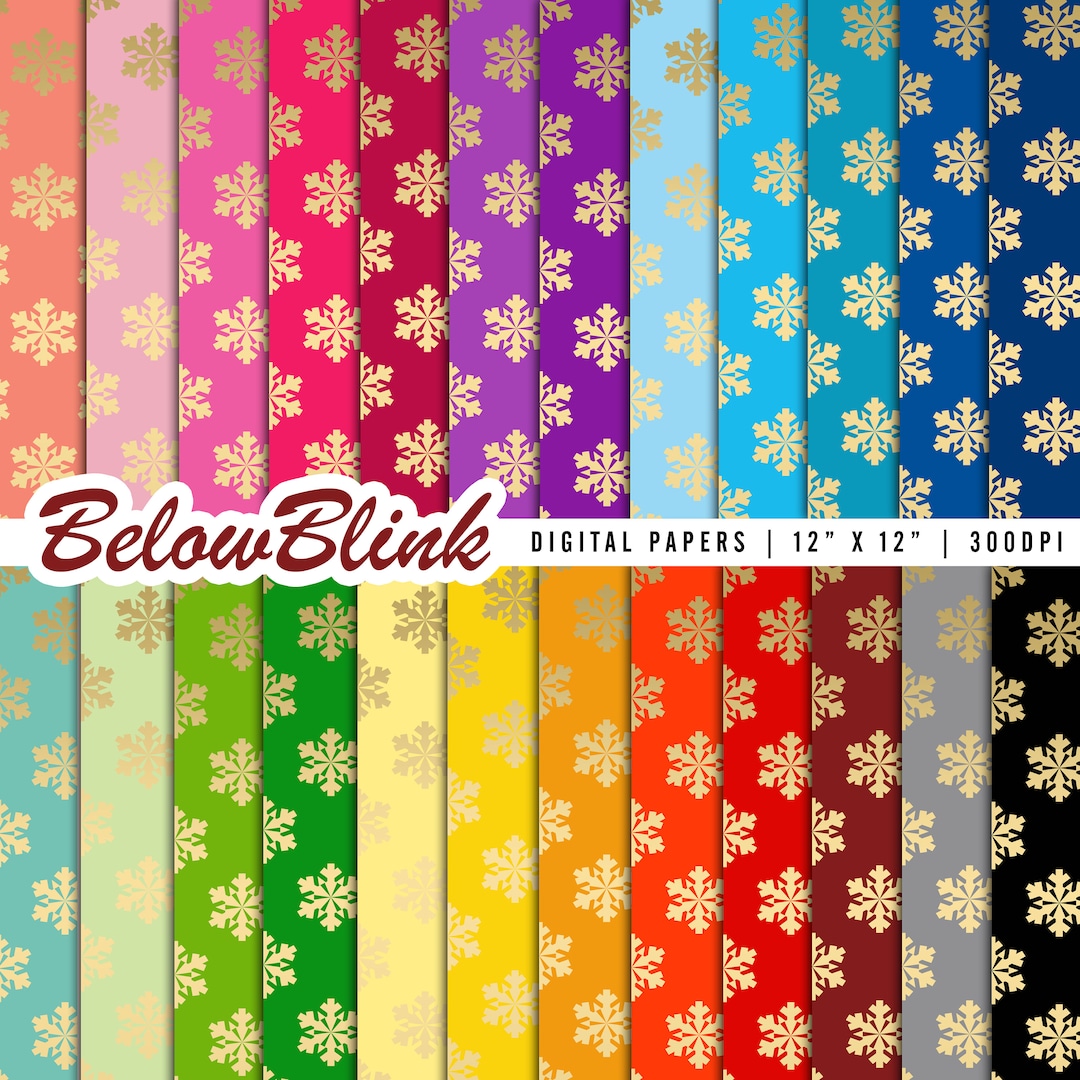 Christmas Digital Paper Snowflake Gold Metallic Scrapbook Paper ...