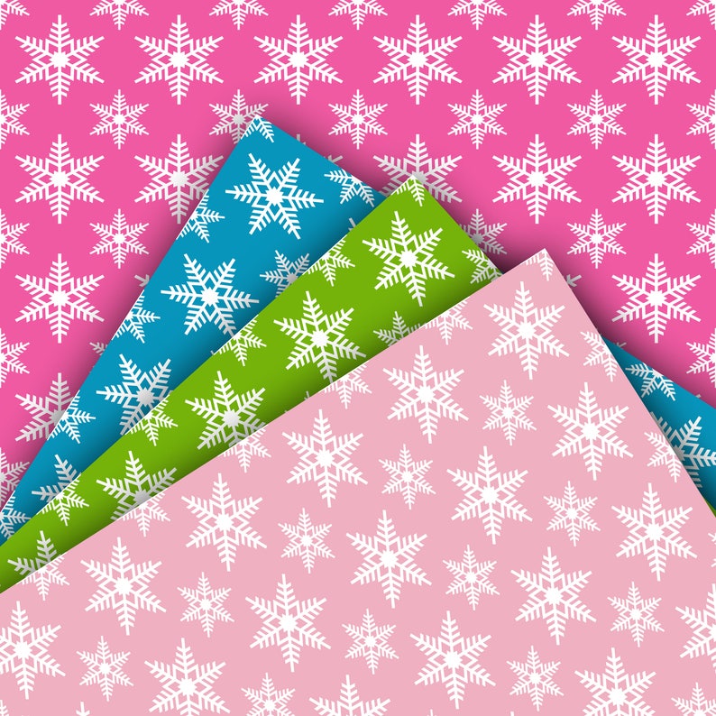 Snowflake Digital Paper Holiday Papers Scrapbooking | Etsy