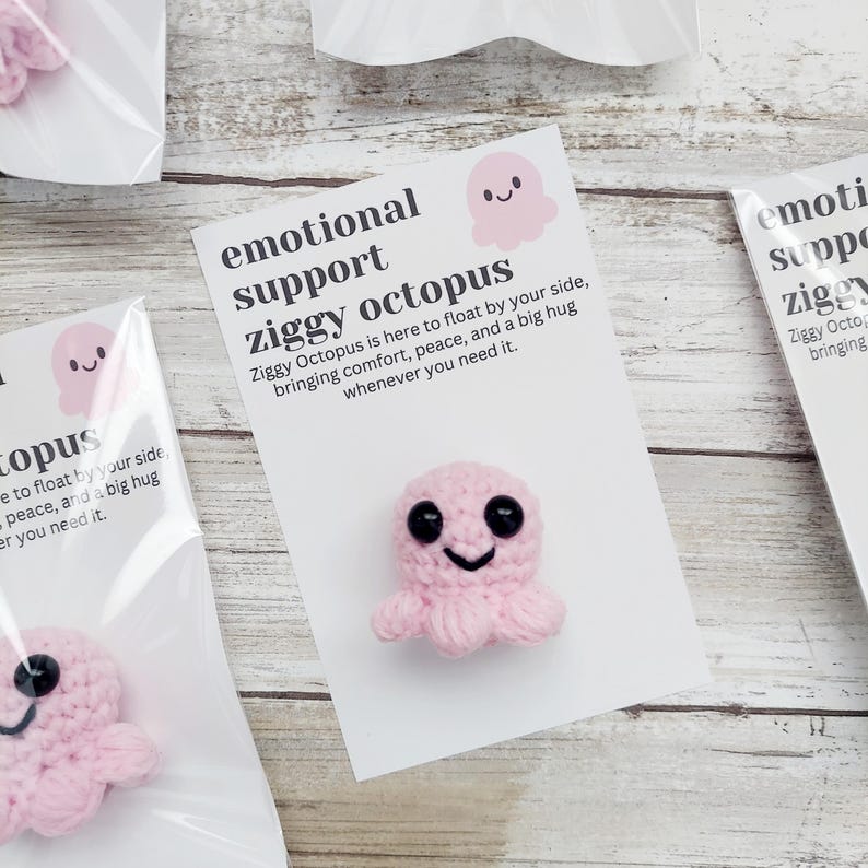 Emotional Support Crochet Octopus Ziggy, Pocket Hug Amigurumi Toy ...