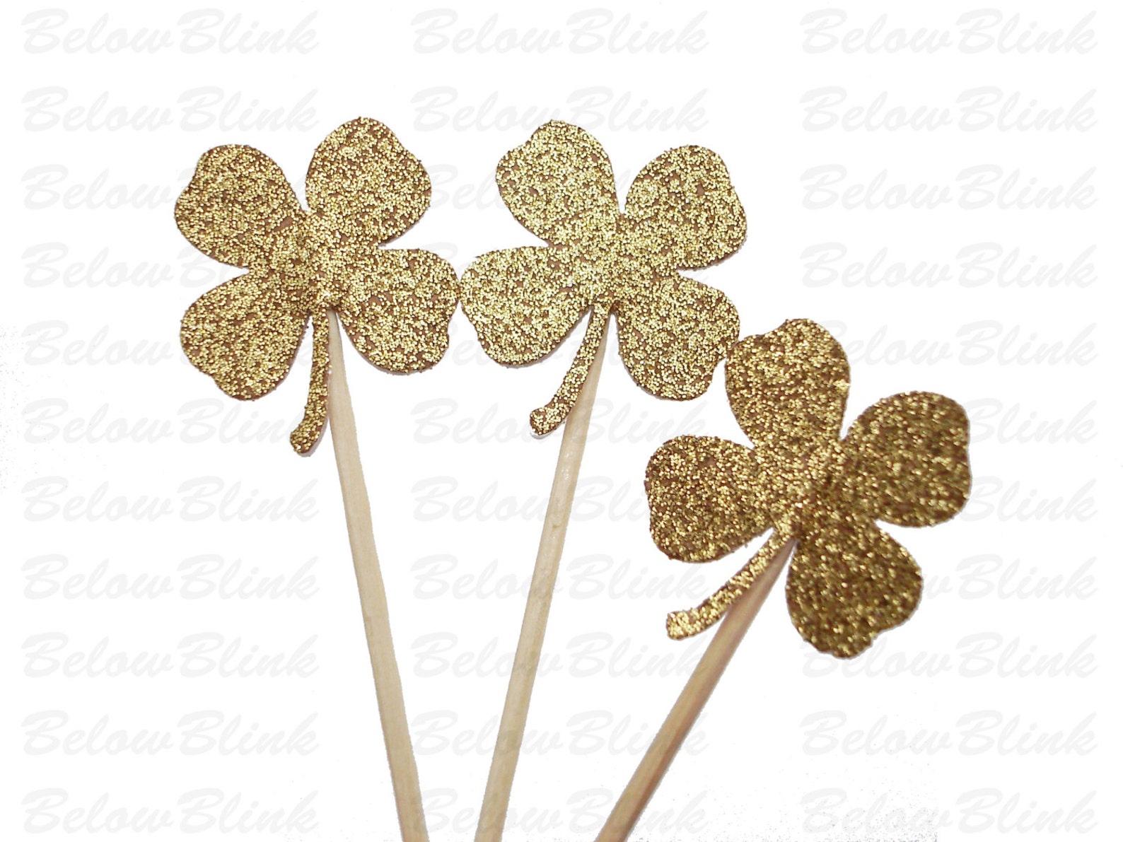 24 St. Patrick's Day Glitter Gold Shamrock Four-leaf - Etsy