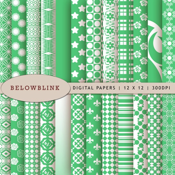 Emerald Digital Paper Pack, Scrapbook Papers, 24 jpg files 12 x 12 ...