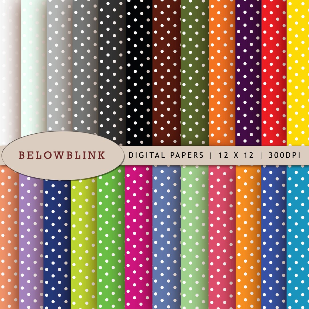 Polka Dots Digital Paper Pack, Scrapbook Papers, 24 Jpg Files 12 X 12 ...