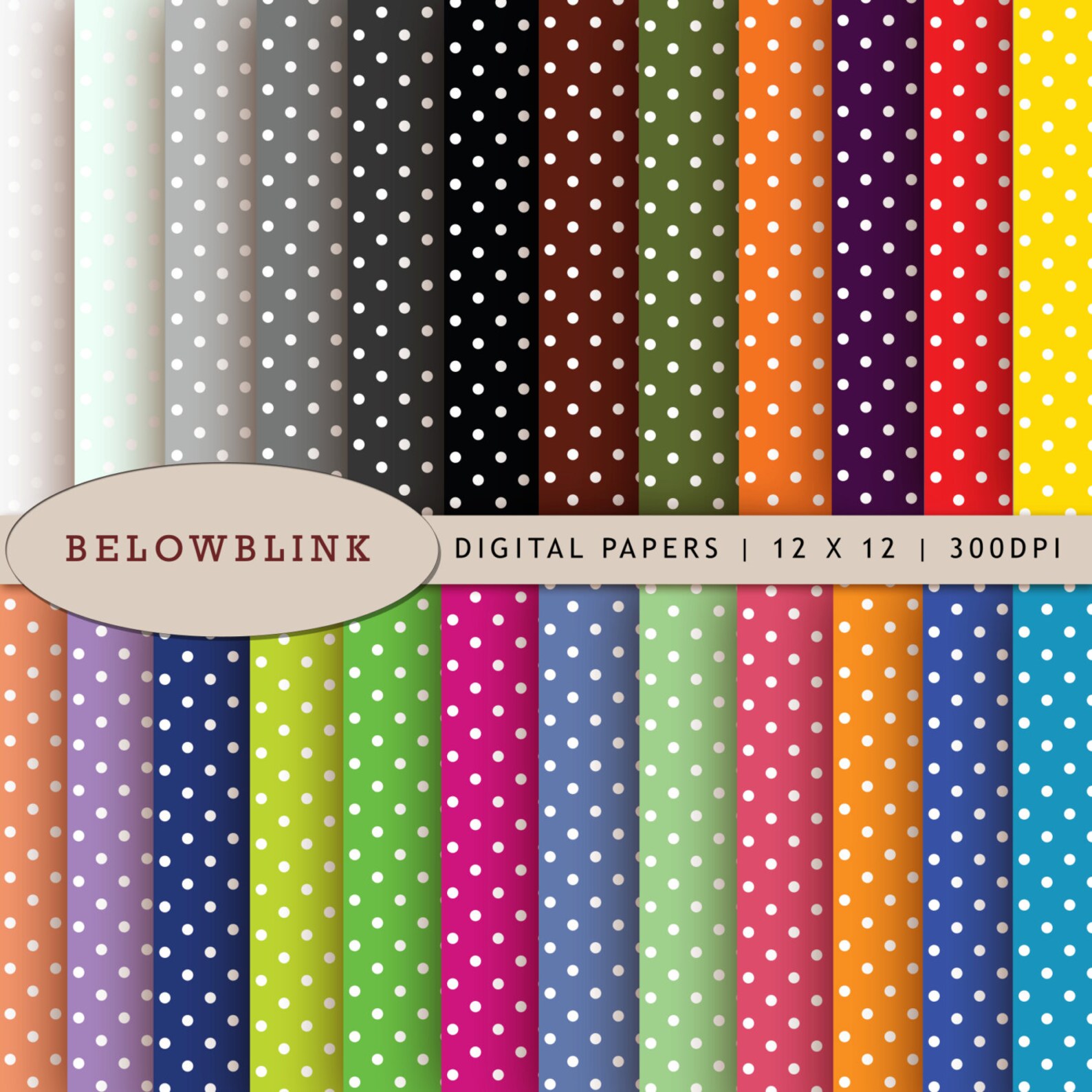 Polka Dots Digital Paper Pack Scrapbook Papers 24 Jpg Files - Etsy