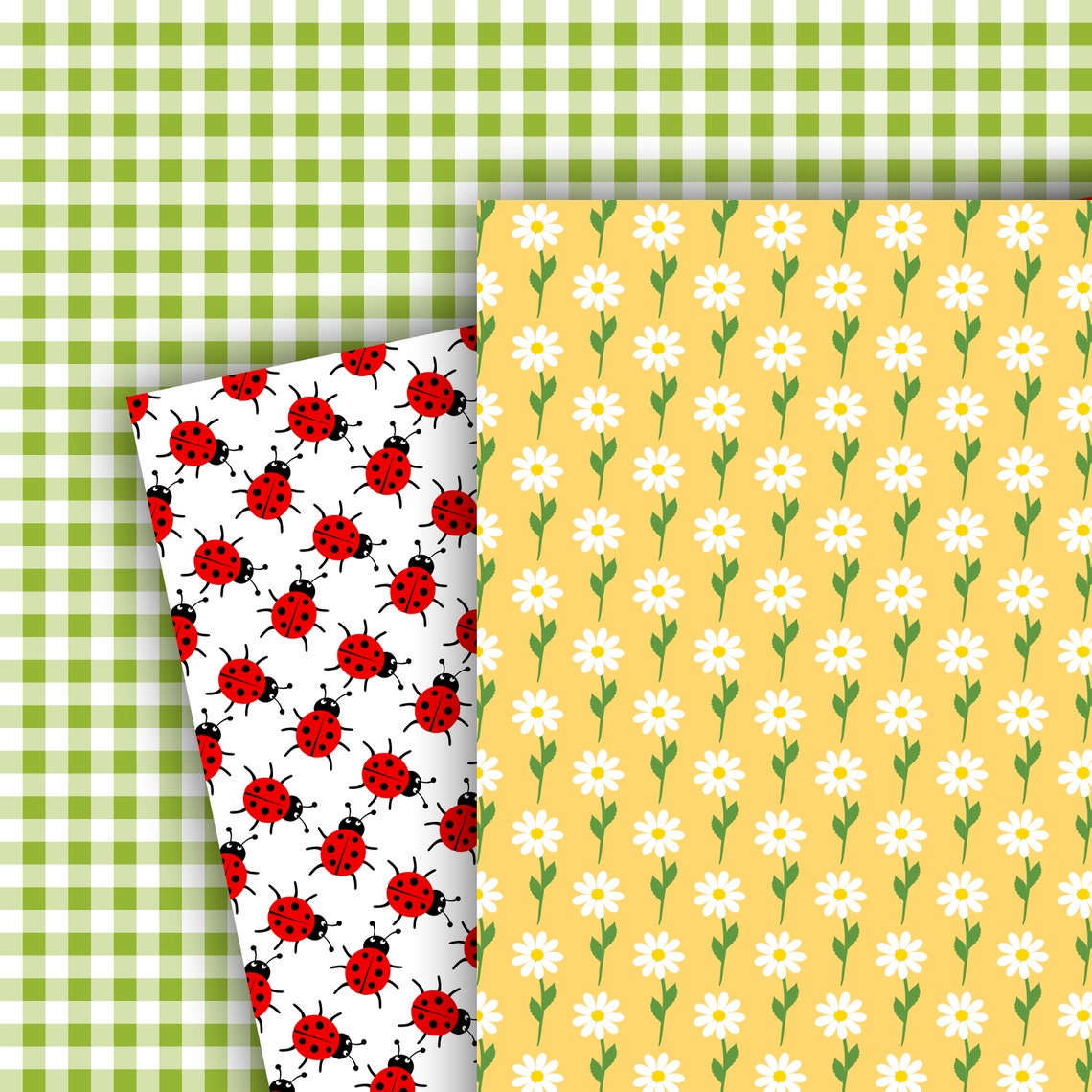 Ladybug Digital Paper, Seamless Backgrounds, Scrapbook Paper, Printable ...