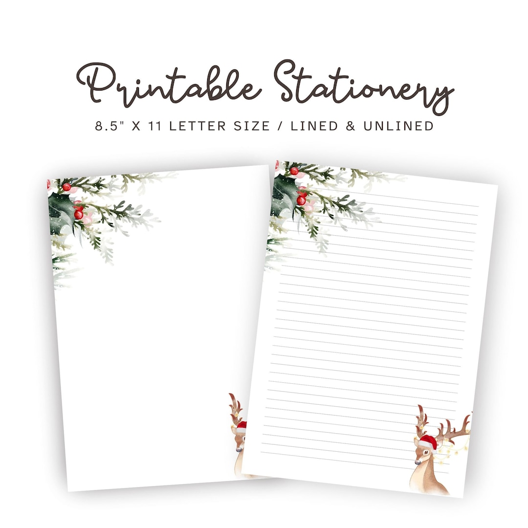 Christmas Printable Stationery Paper Writing Paper 8.5" X 11" Journal ...