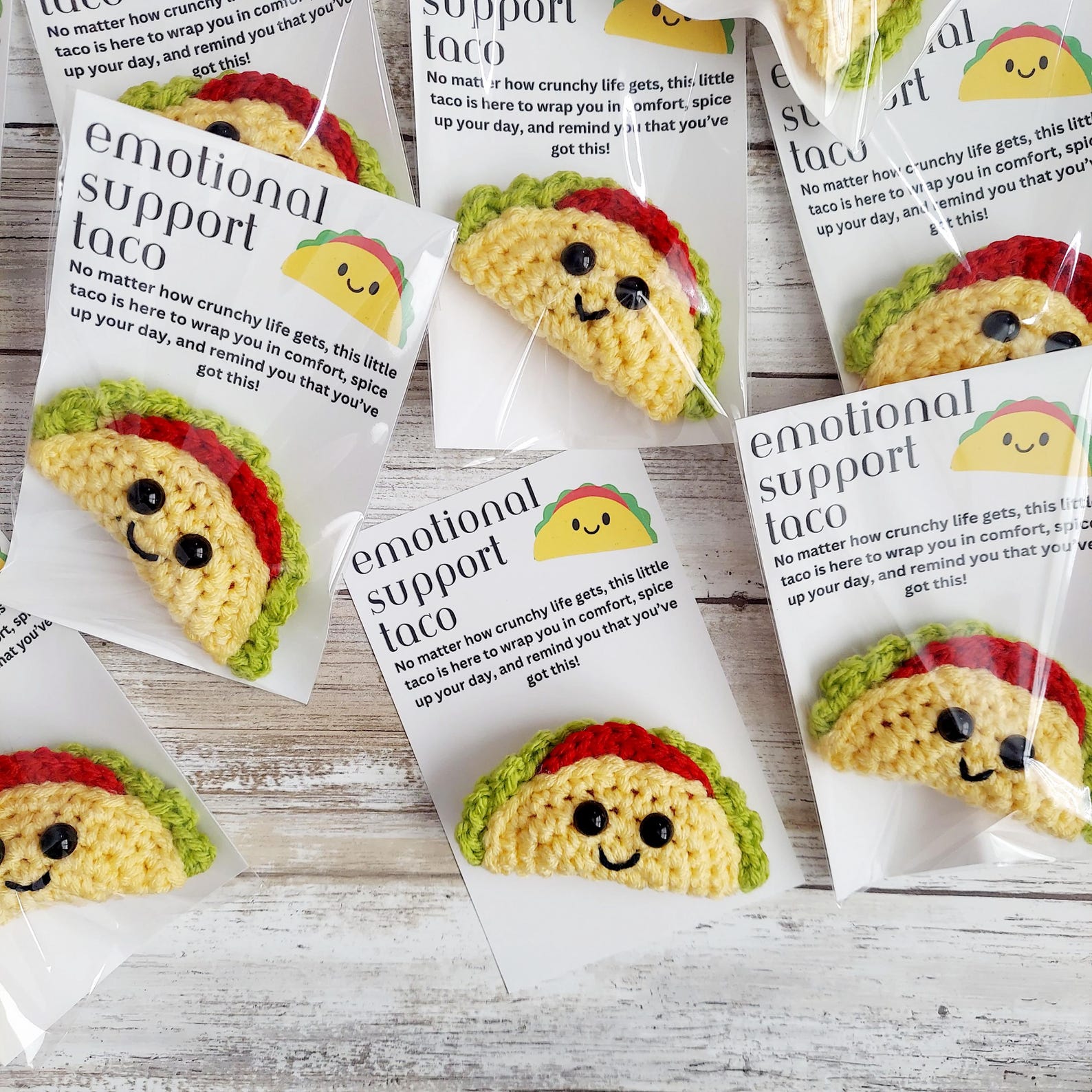 Emotional Support Taco Crochet Amigurumi, Pocket Hug Plush With ...