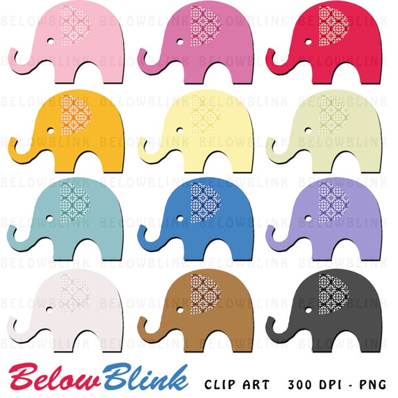 Cute Elephants Clipart Clip Art Digital Scrapbooking Commercial Use ...
