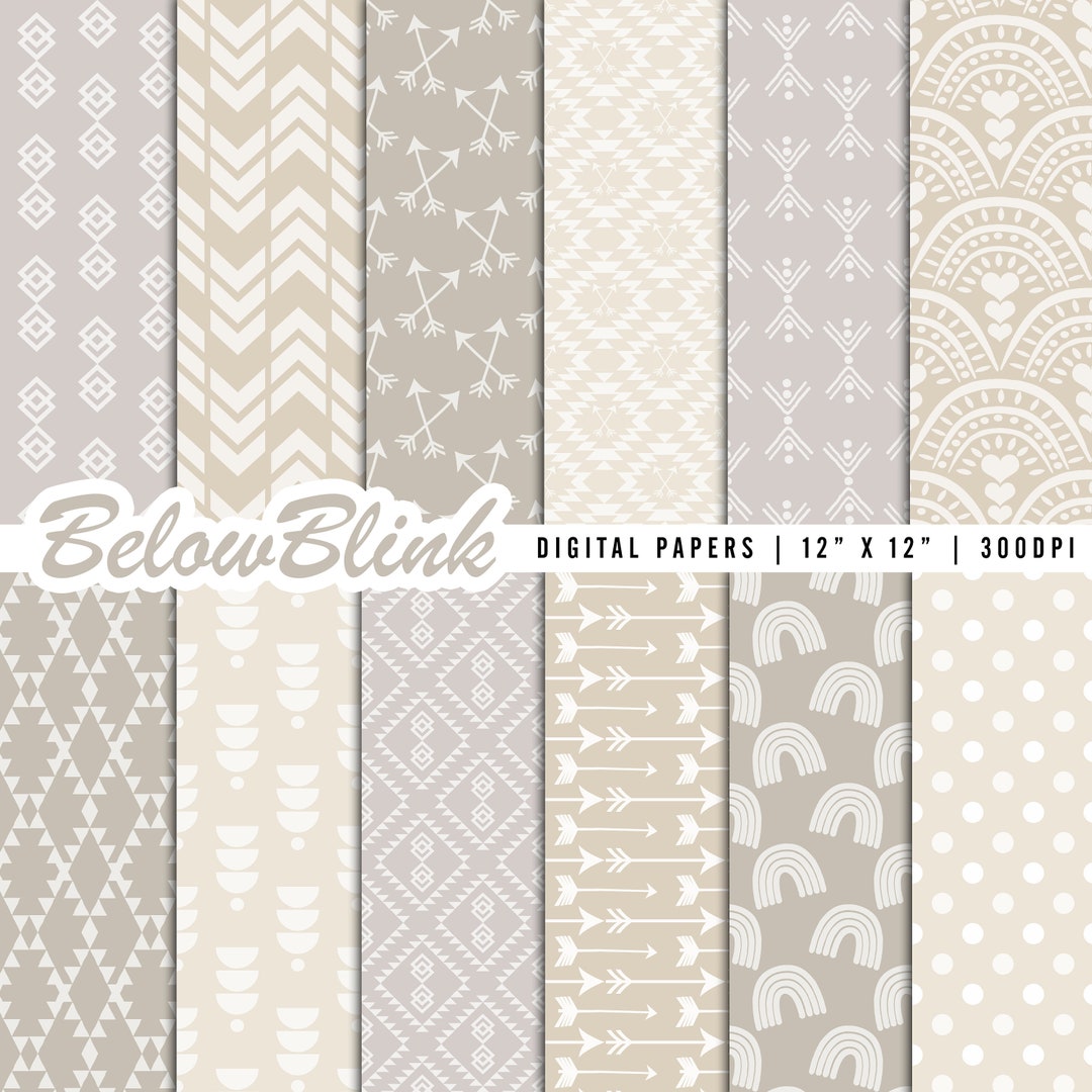 Boho Digital Paper, Seamless Backgrounds, Bohemian Scrapbook Paper ...