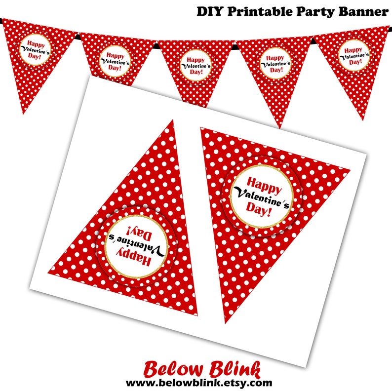 Happy Valentine's Day Printable Banner Bunting Banner - Etsy