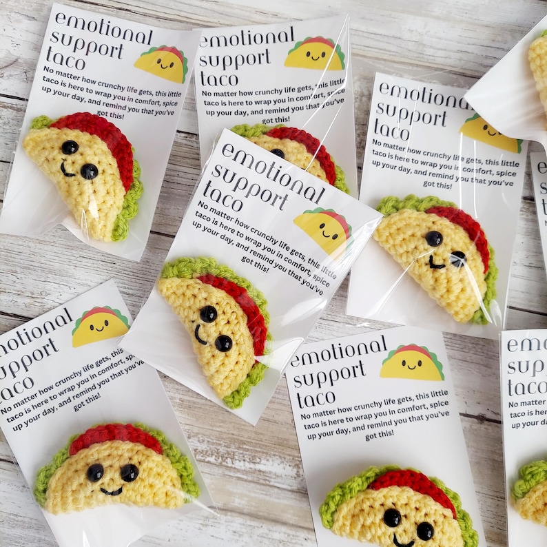 Emotional Support Taco Crochet Amigurumi, Pocket Hug Plush With ...