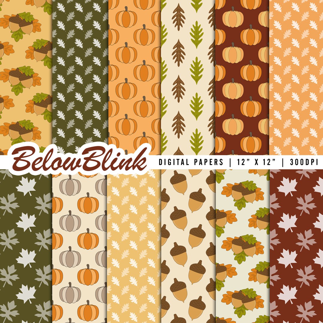 Thanksgiving Digital Paper, Seamless Backgrounds, Fall Scrapbook Paper ...
