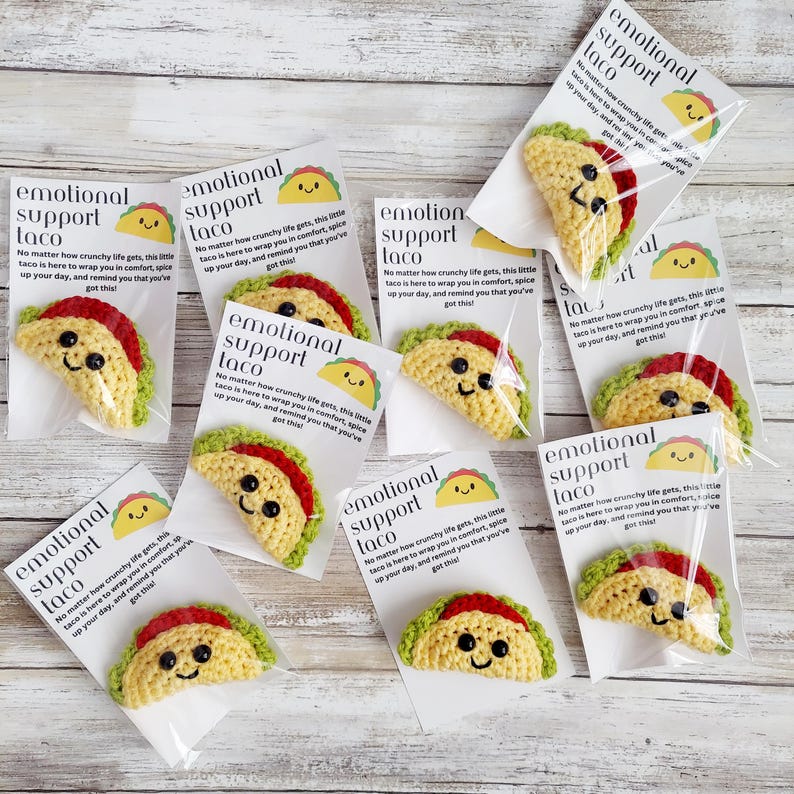 Emotional Support Taco Crochet Amigurumi, Pocket Hug Plush With ...