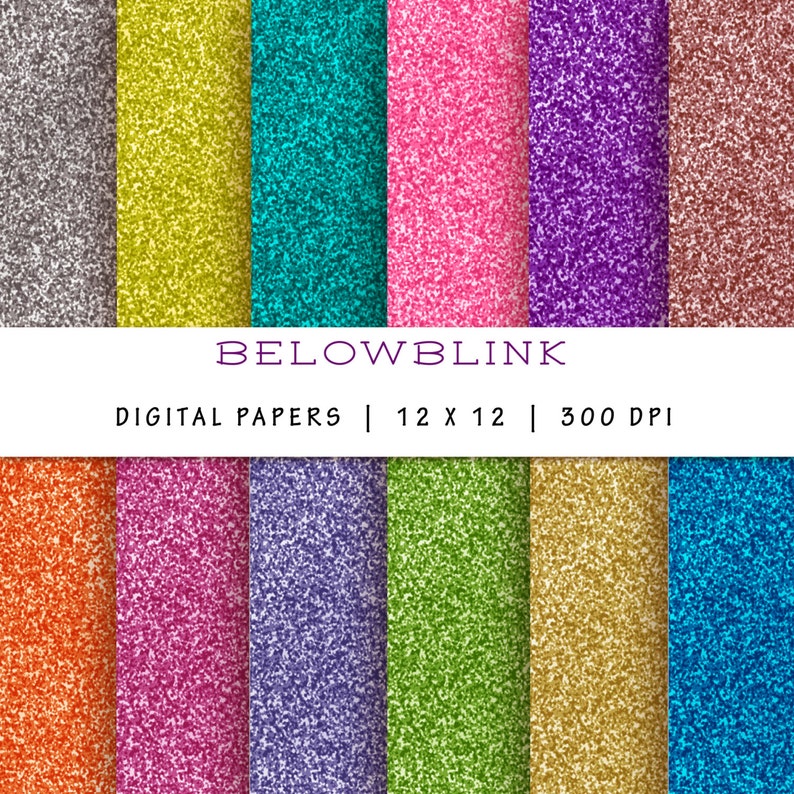 Glitter Digital Paper Pack Scrapbook Papers 12 Jpg Files 12 - Etsy
