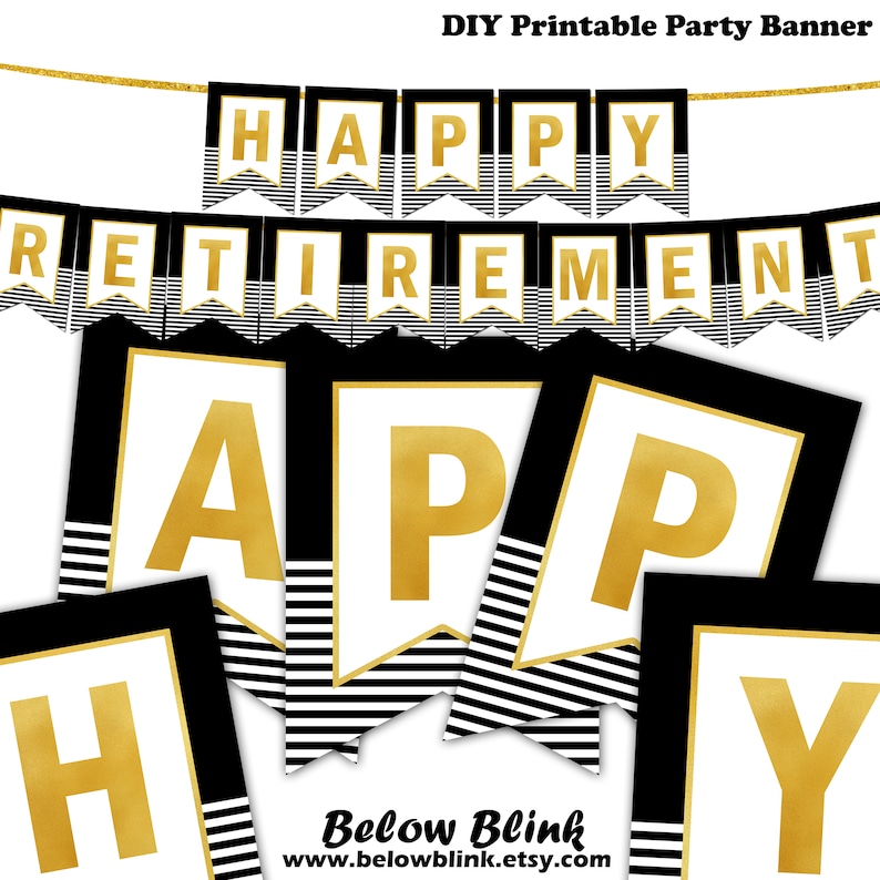 Happy Retirement Banner Printable Retirement Party Decorations | Etsy