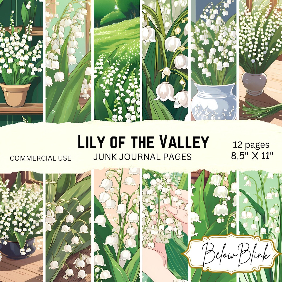 Lily of the Valley Junk Journal Pages, Lily of the Valley Digital Paper ...
