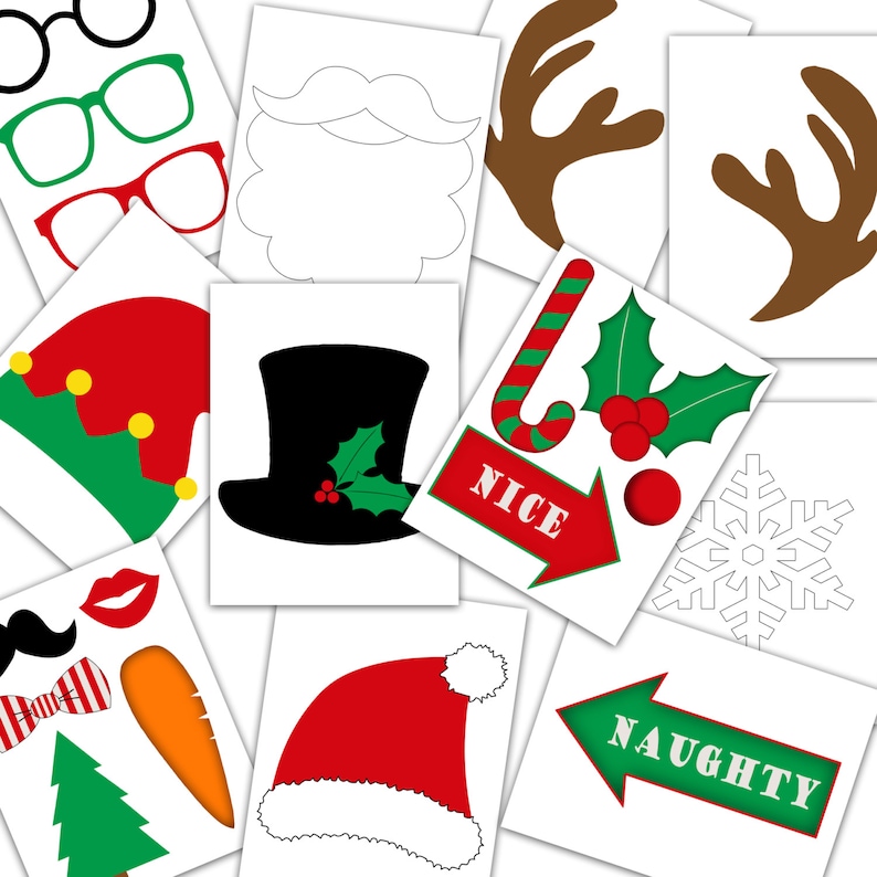 Printable Christmas Photo Booth Props Christmas Photo Props - Etsy