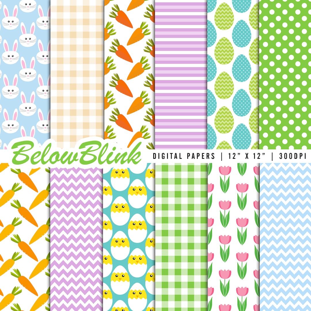 Easter Bunny Digital Paper, Seamless Backgrounds, Scrapbook Paper ...