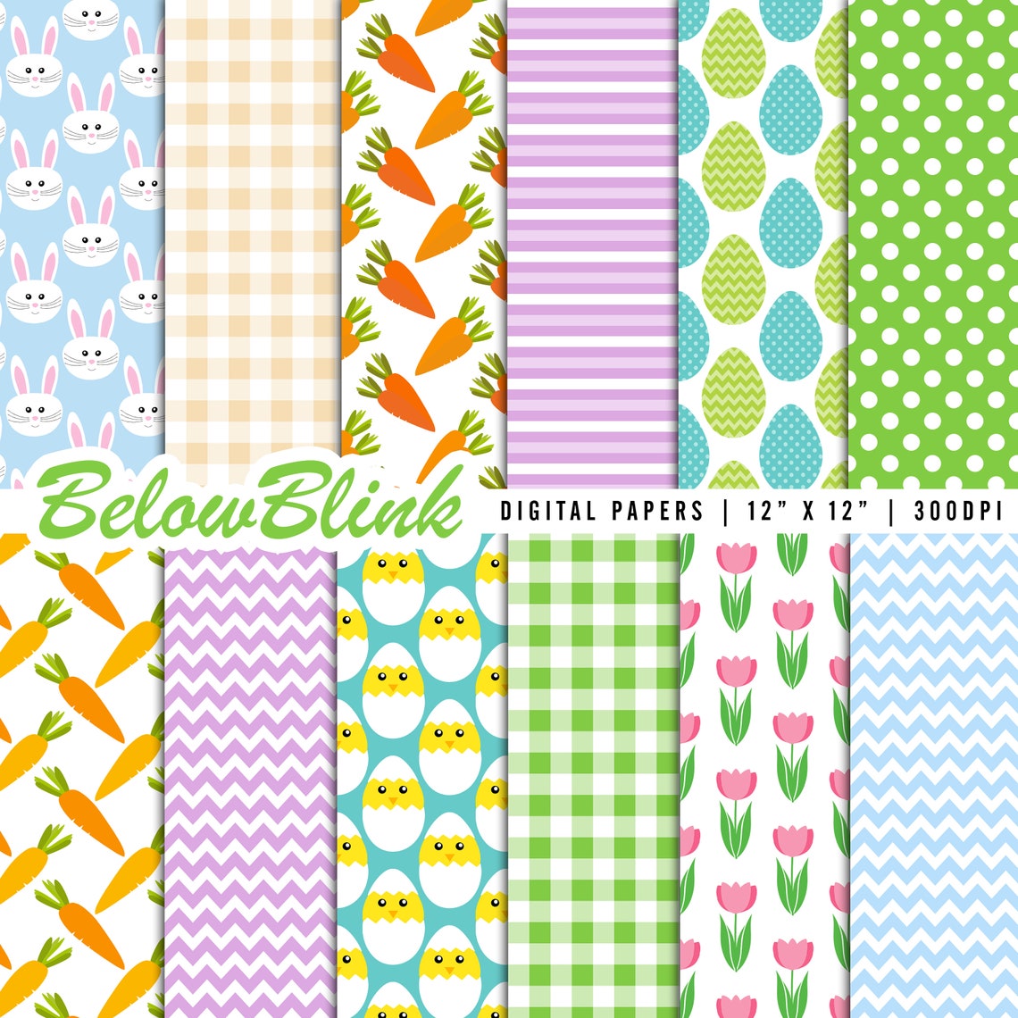Easter Bunny Digital Paper, Seamless Backgrounds, Scrapbook Paper ...